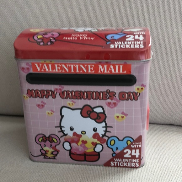 Hello Kitty | Other | Hello Kitty Valentines Tin Mailbox With Stickers ...